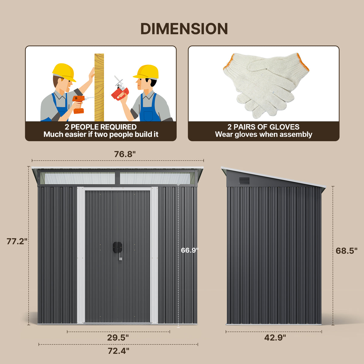 6' x 4' Storage Shed with Windows – Gizoon